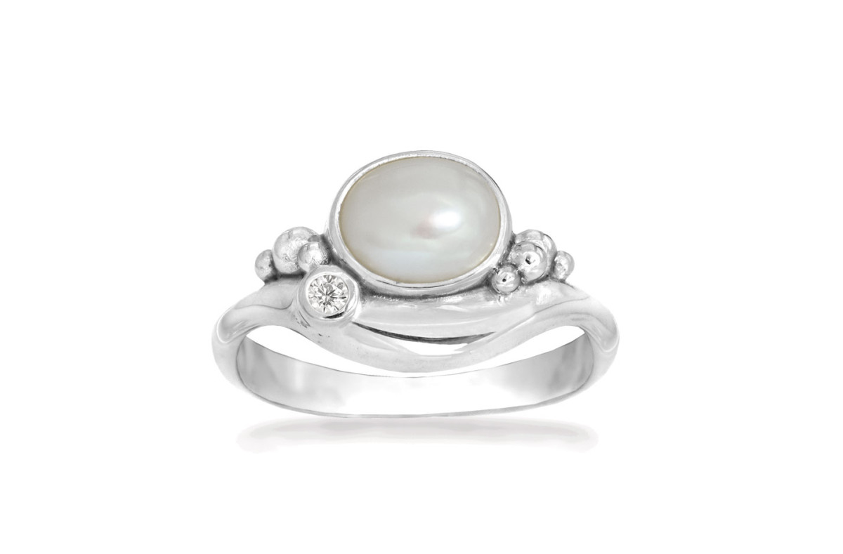 Pleasant Pearl ring → sølv, perle & zirkonia - Rabinovich