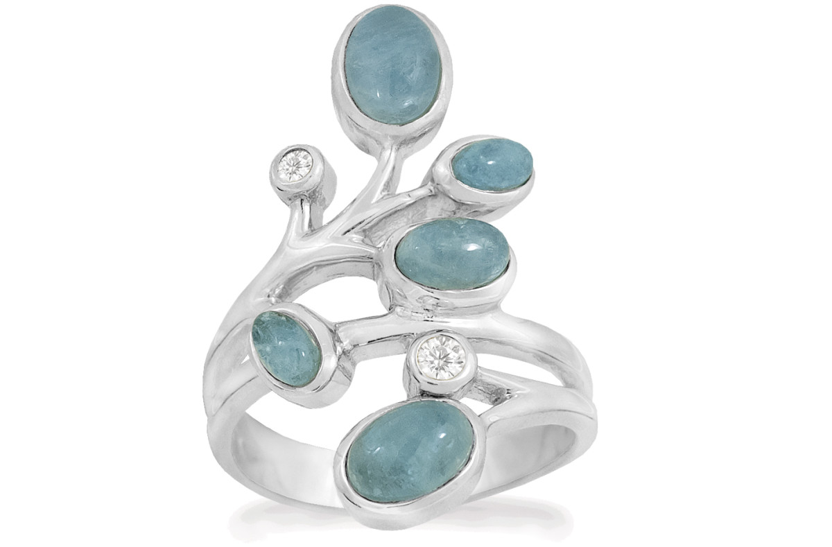 Azure ring → sølv, aquamarin & zirkonia